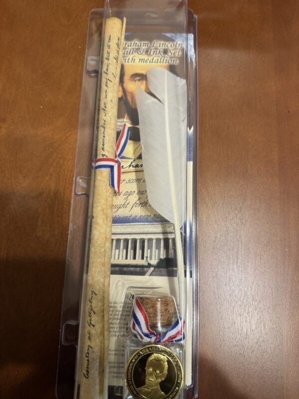 Abraham Lincoln Quill, Ink well & Coin Set - Heartfelt History™