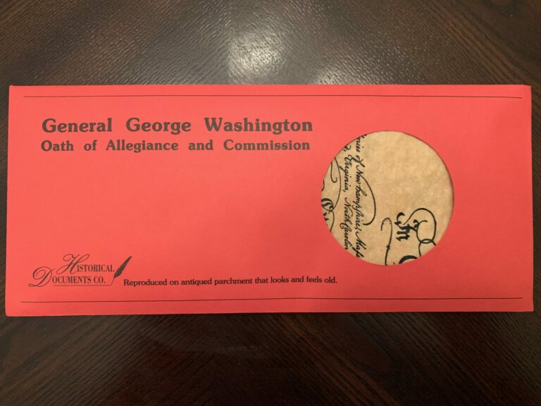 General George Washington Oath of Allegiance and Commission (replica ...