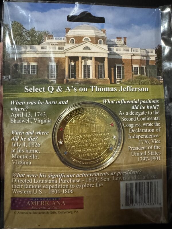 Thomas Jefferson Coin - Heartfelt History™